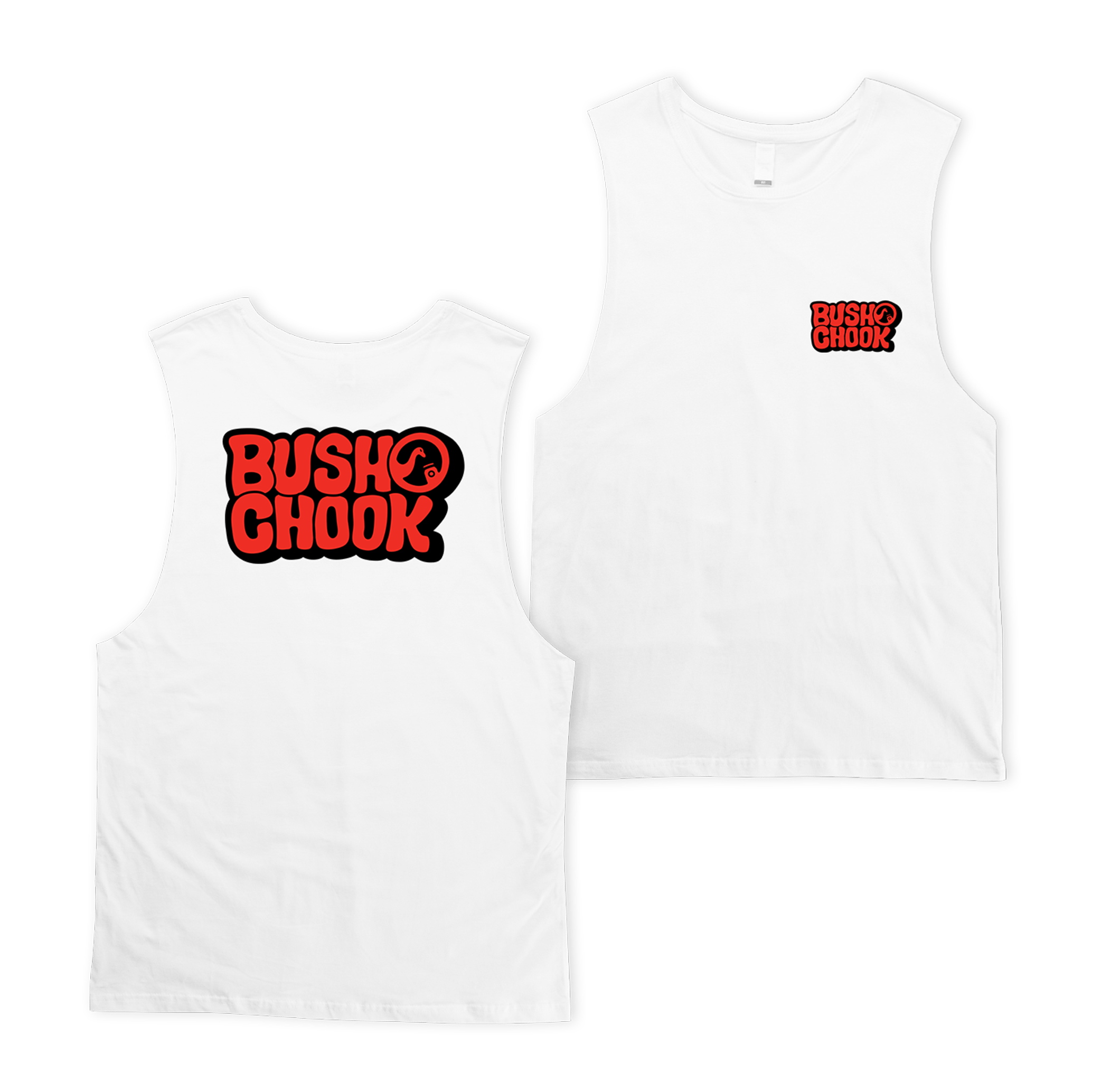 Laxed Logo Muscle Tee White – Bush Chook